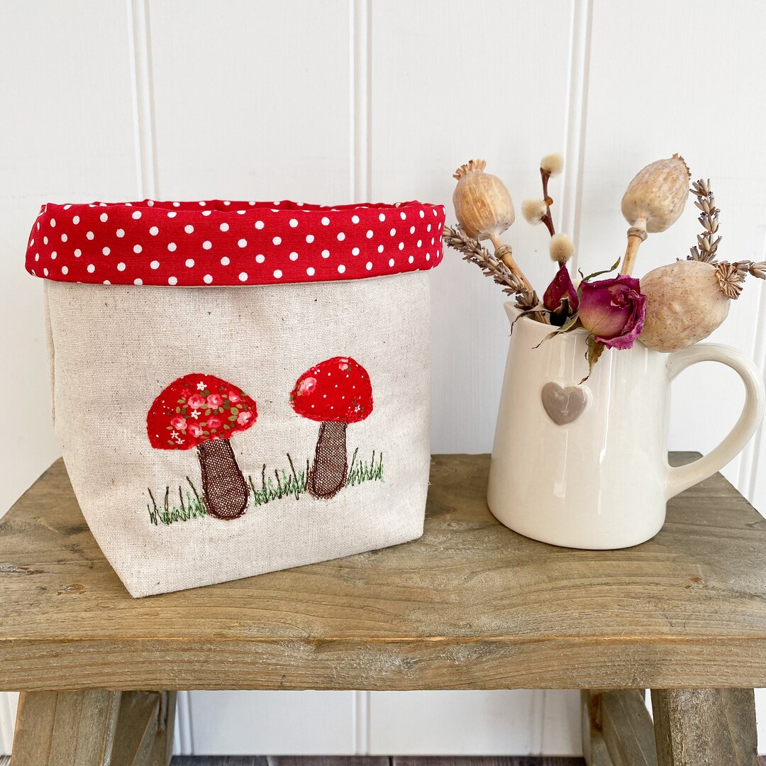 Toadstool Fabric Basket, Small Storage Basket, Bits and Bobs Basket - Etsy
