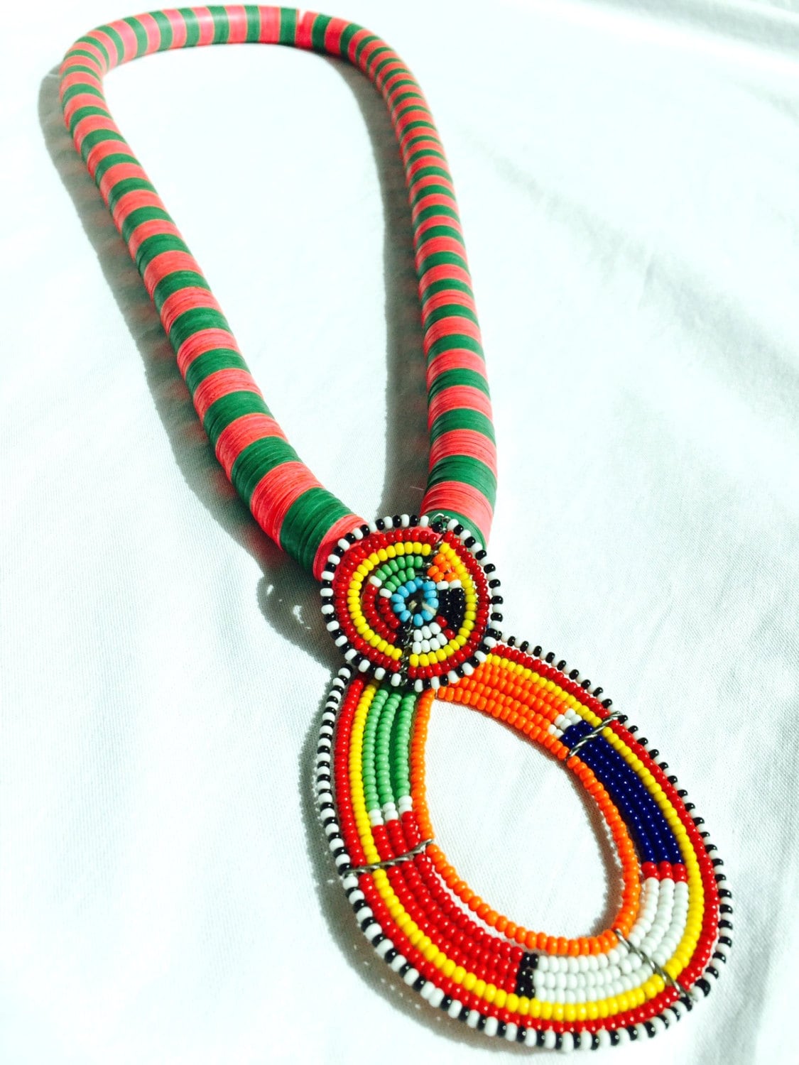 African Necklace Nigerian Beads With Maasai Bead Work - Etsy