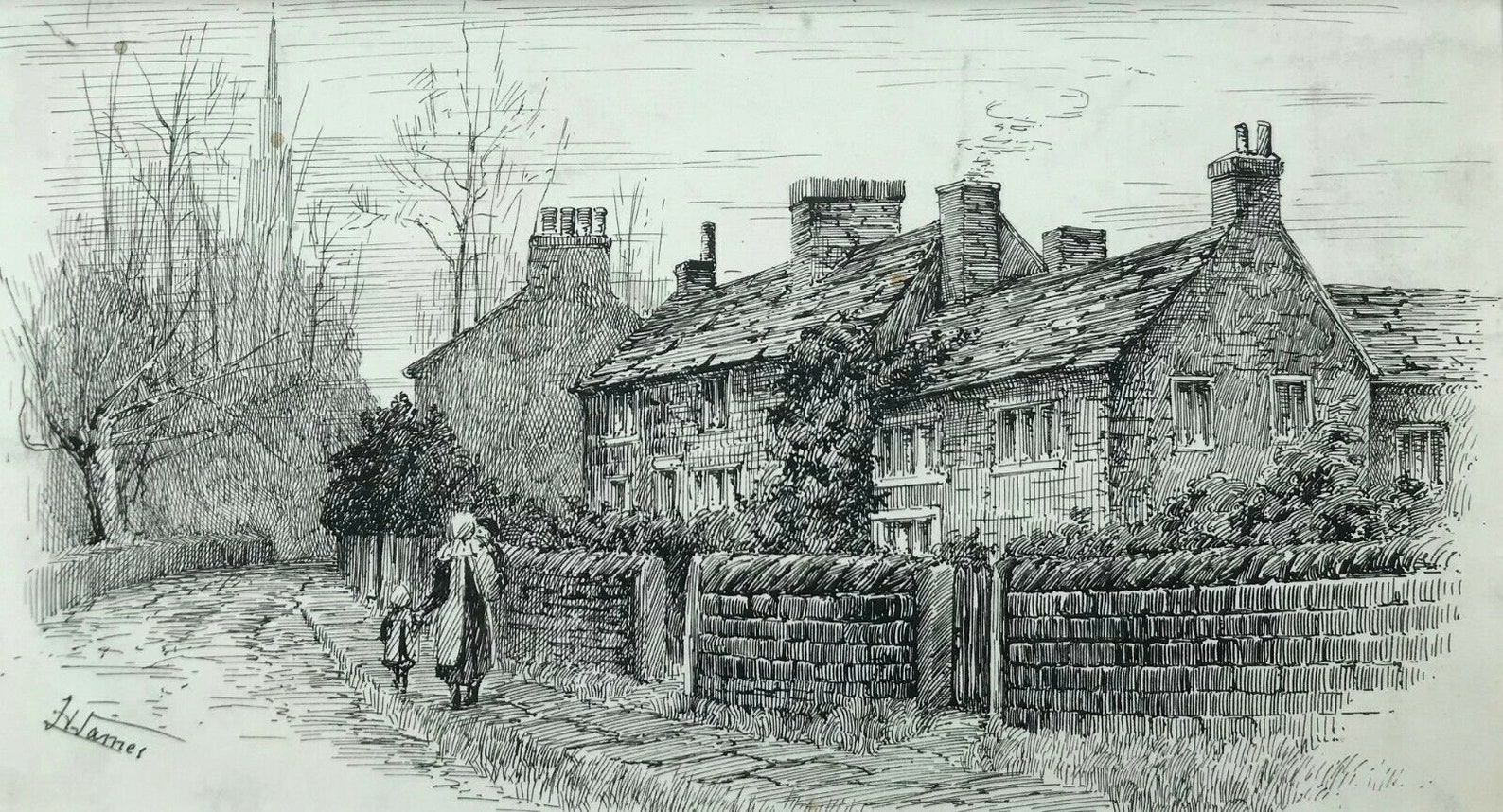 Signed Original Antique Pen Ink Drawing Oulton Village A Book | Etsy