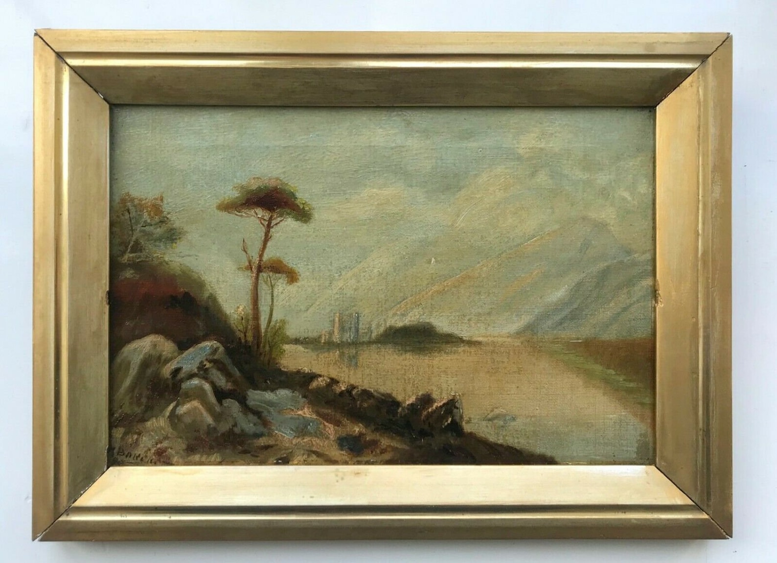 Signed Baker Original 19th Century Antique Oil Painting Lake & | Etsy