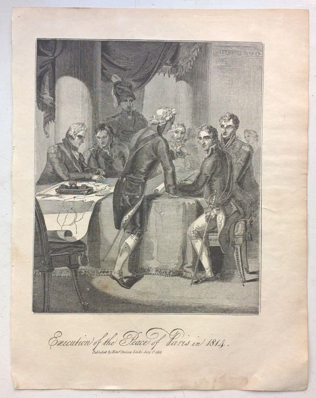 RARE Antique Etching Engraving Peace of Paris 1814 Published Edward ...