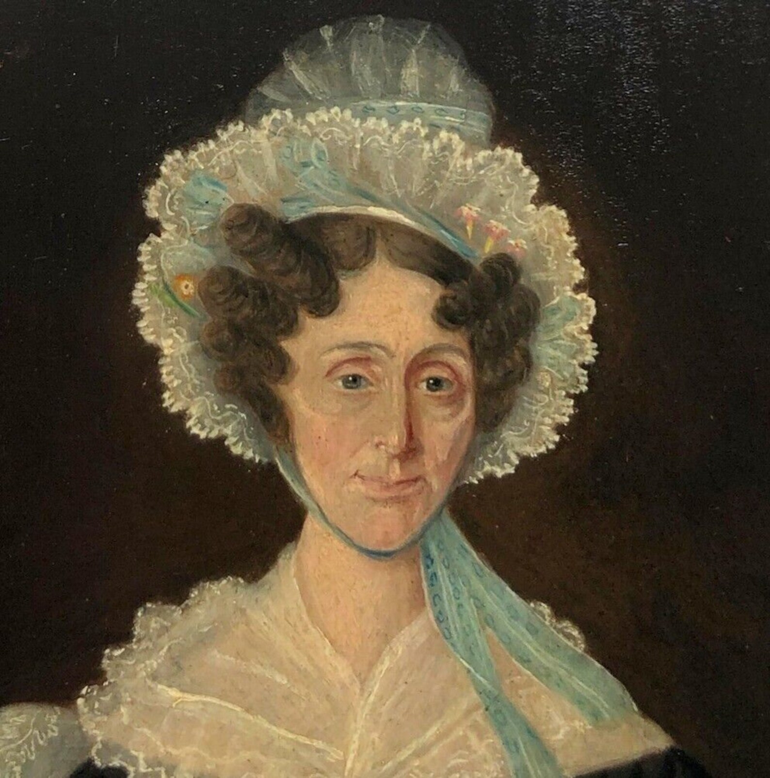 Original Early 19th Century Antique Oil Painting on Wood Portrait of ...