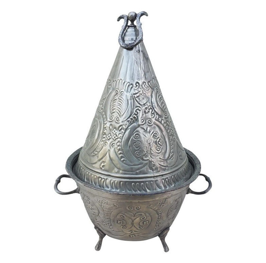 Medium Vintage Moroccan Silver Repousse Plated Serving - Etsy