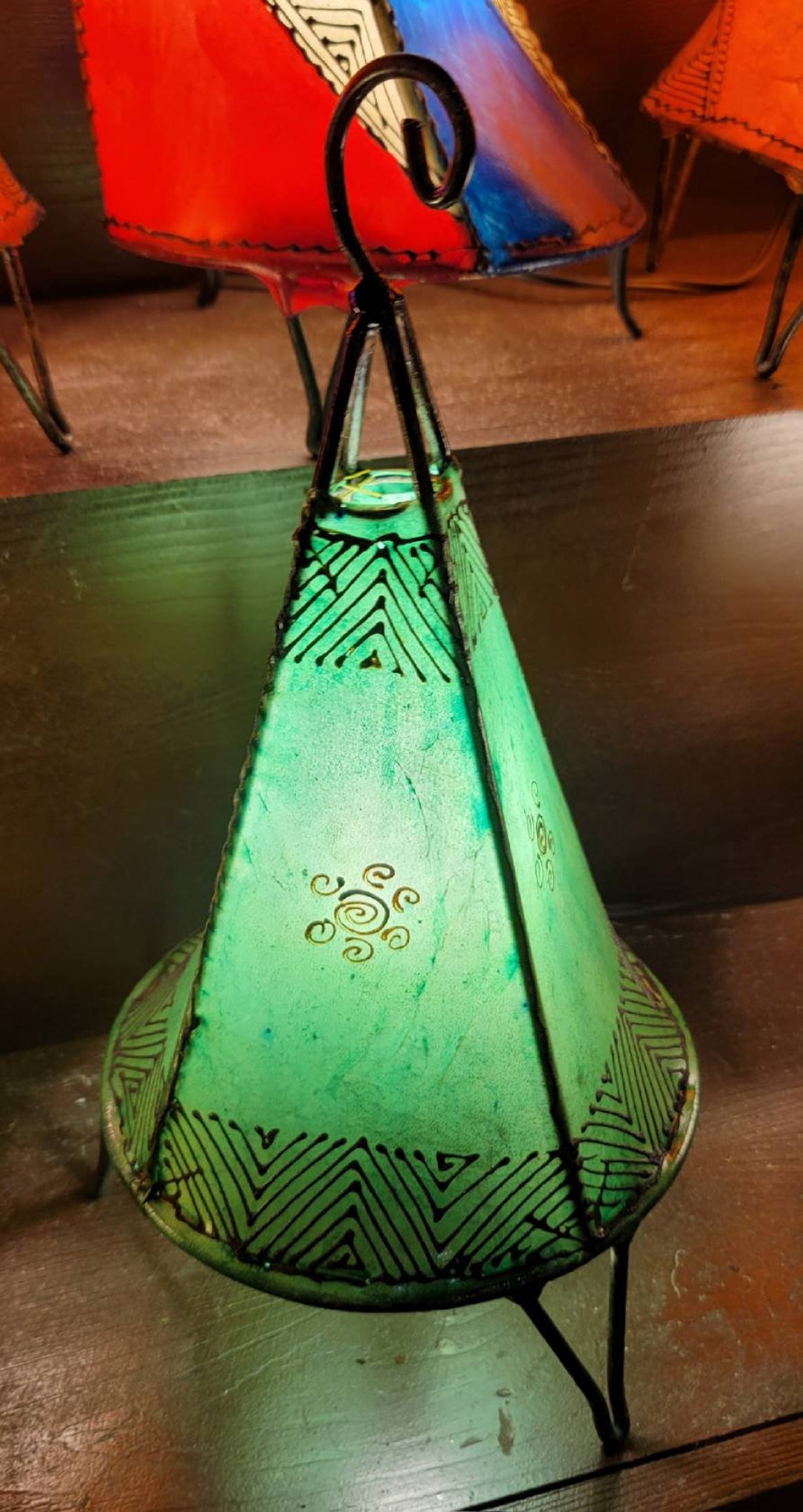 14 Bright Green Moroccan Goat Skin / Henna Lamp - Etsy