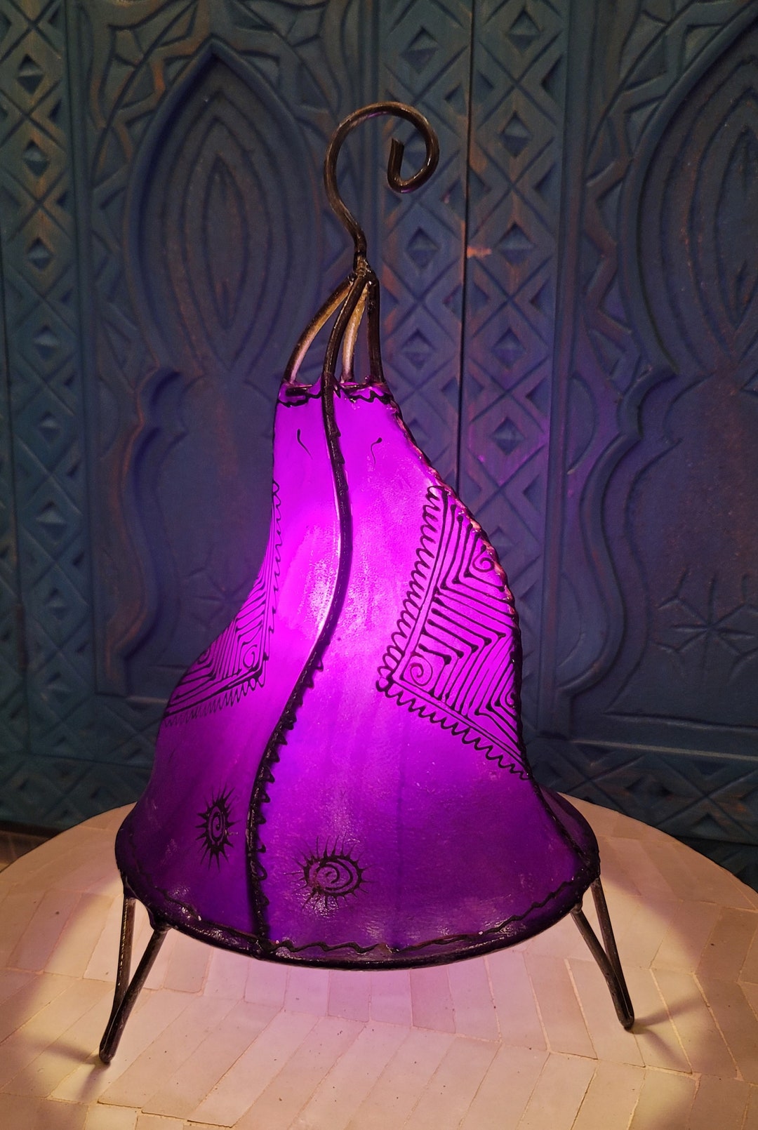 14 Purple Moroccan Goat Skin / Henna Lamp - Etsy