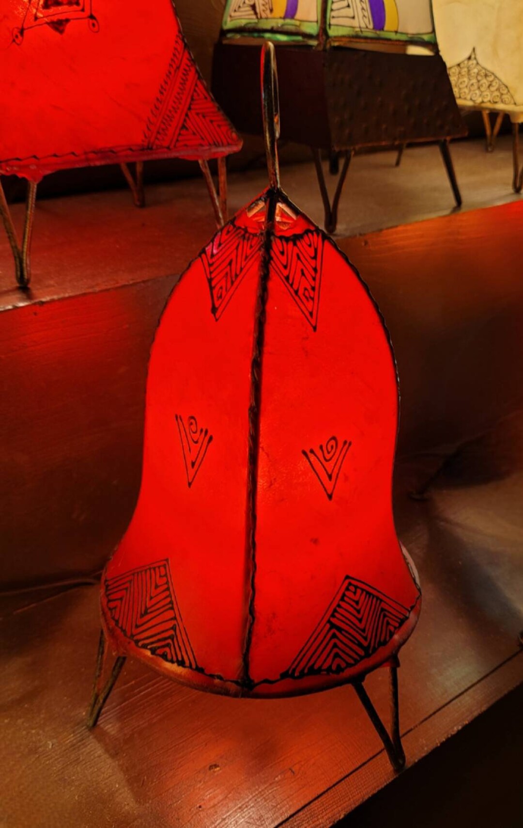 14 Red Moroccan Goat Skin / Henna Lamp / ORL - Etsy