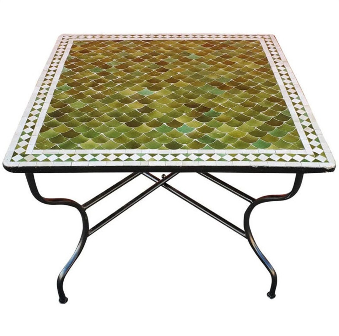 Handmade Moroccan Square Mosaic Table Tamegrout Green / - Etsy