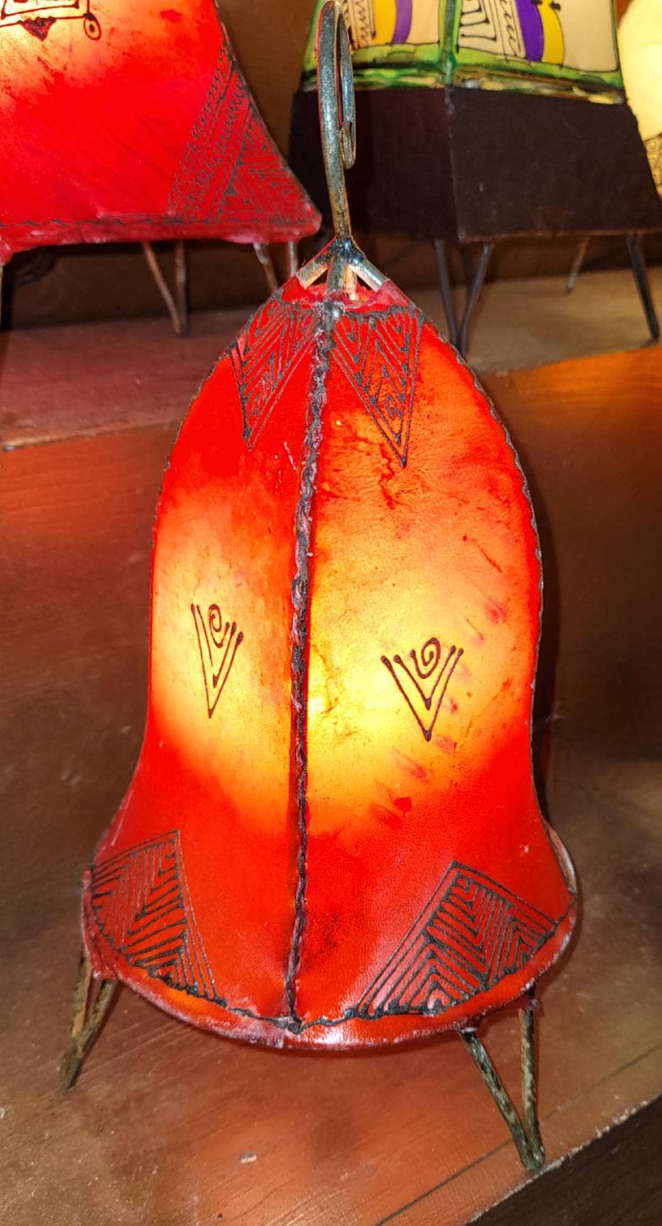 14 Red Moroccan Goat Skin / Henna Lamp / ORL - Etsy