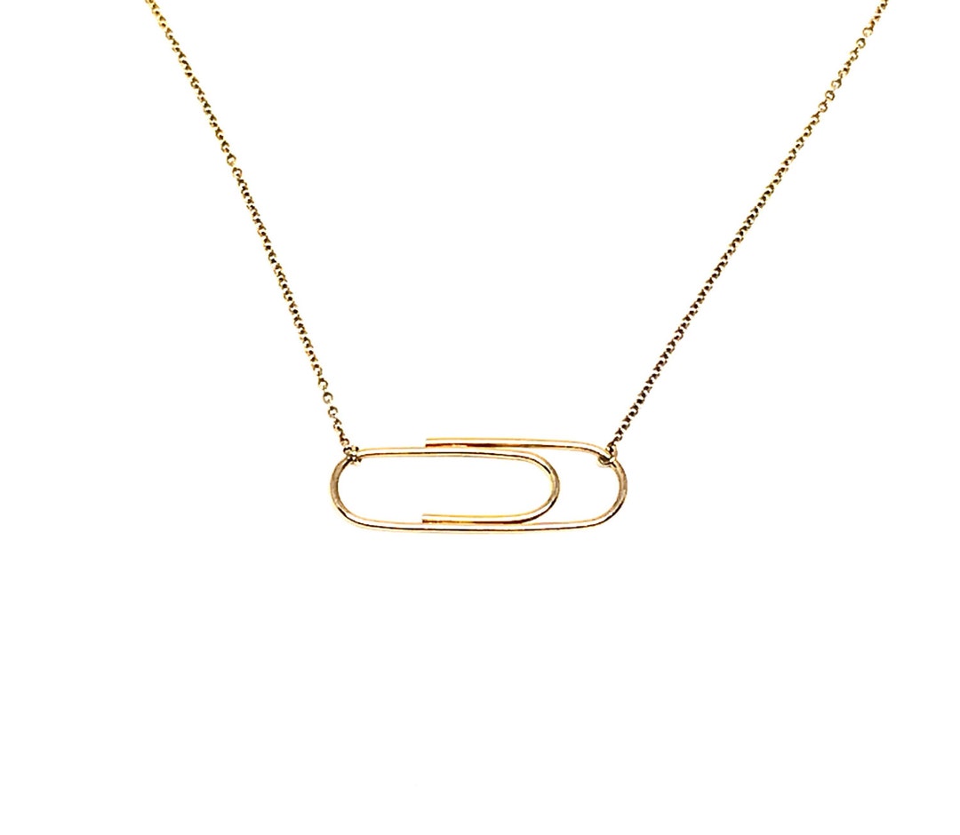 Solid 14 Karat Golden Paperclip Necklace - Etsy