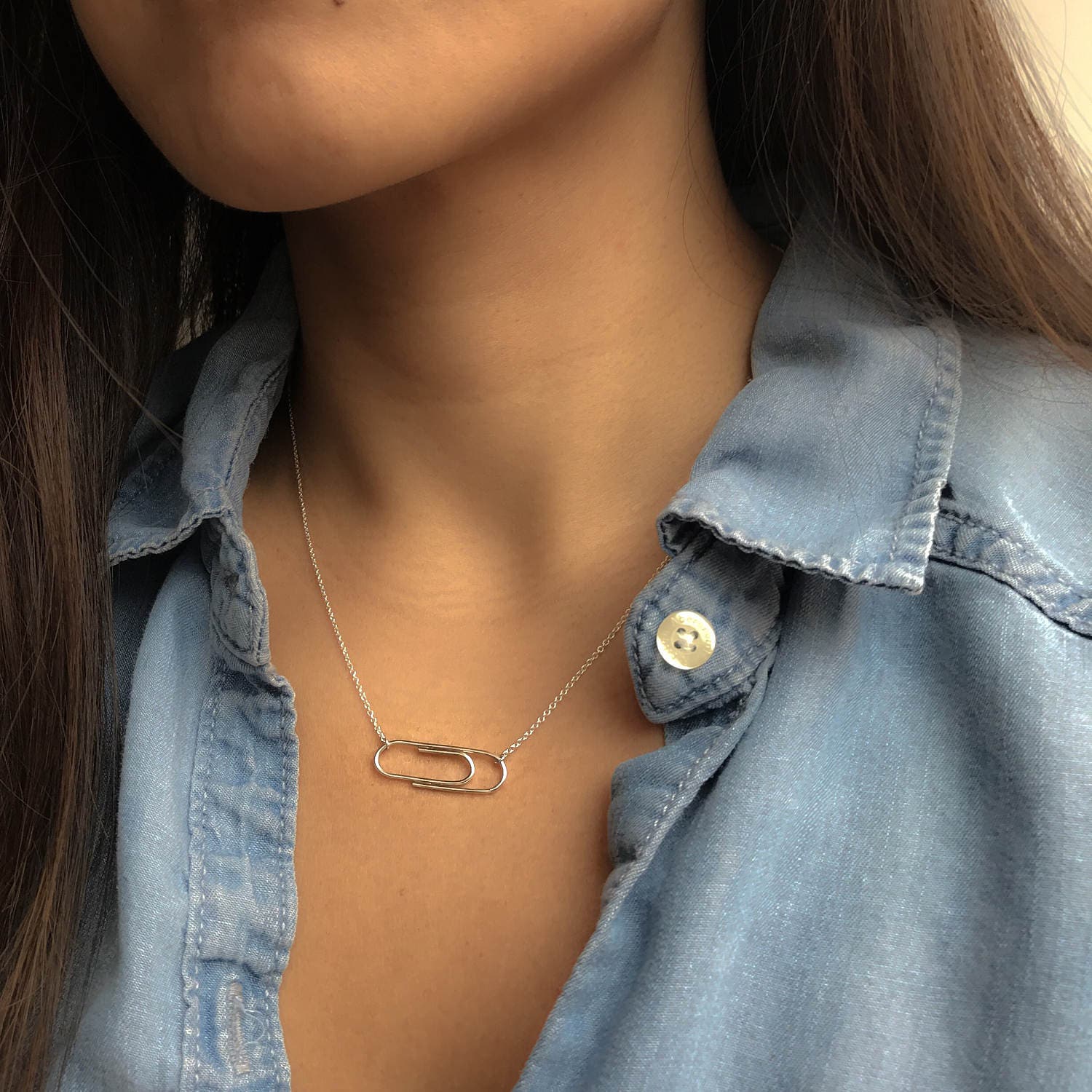 Sterling Silver Paperclip Necklace Etsy