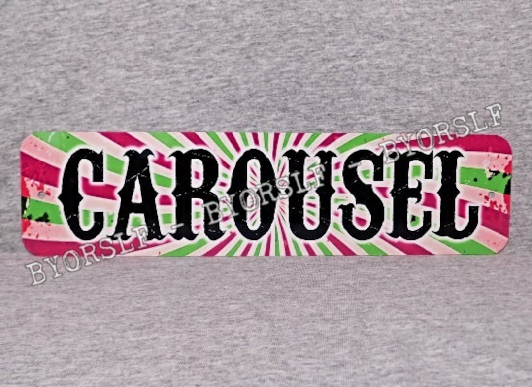 Metal Sign CAROUSEL Amusement Park Ride Roundabout Merry Go Round Fair ...