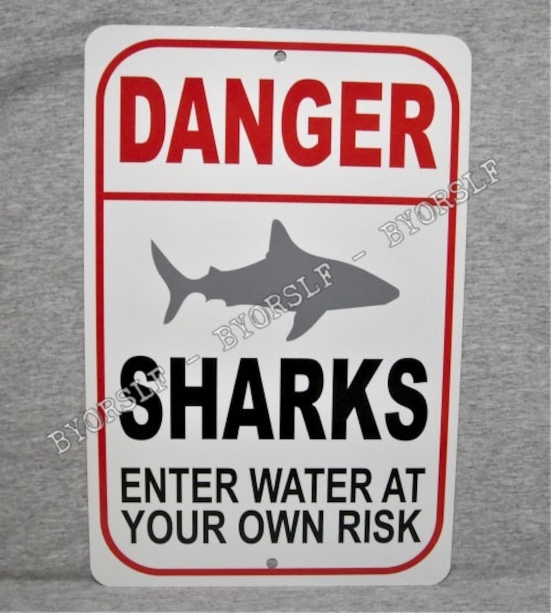Metal Sign DANGER SHARKS Warning Tiger Great White Shark No Swimming ...