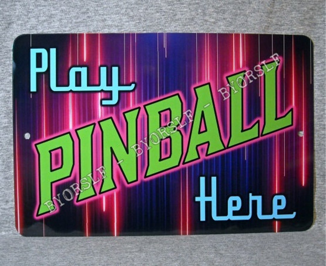 Metal Sign PINBALL Machine Game Room Arcade Table Vintage Retro Replica ...