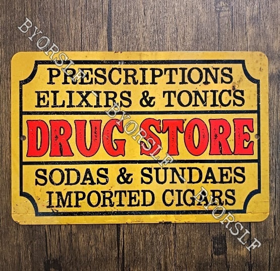 Metal Sign DRUG STORE Pharmacy Elixirs Tonics Soda Shop Drugs - Etsy
