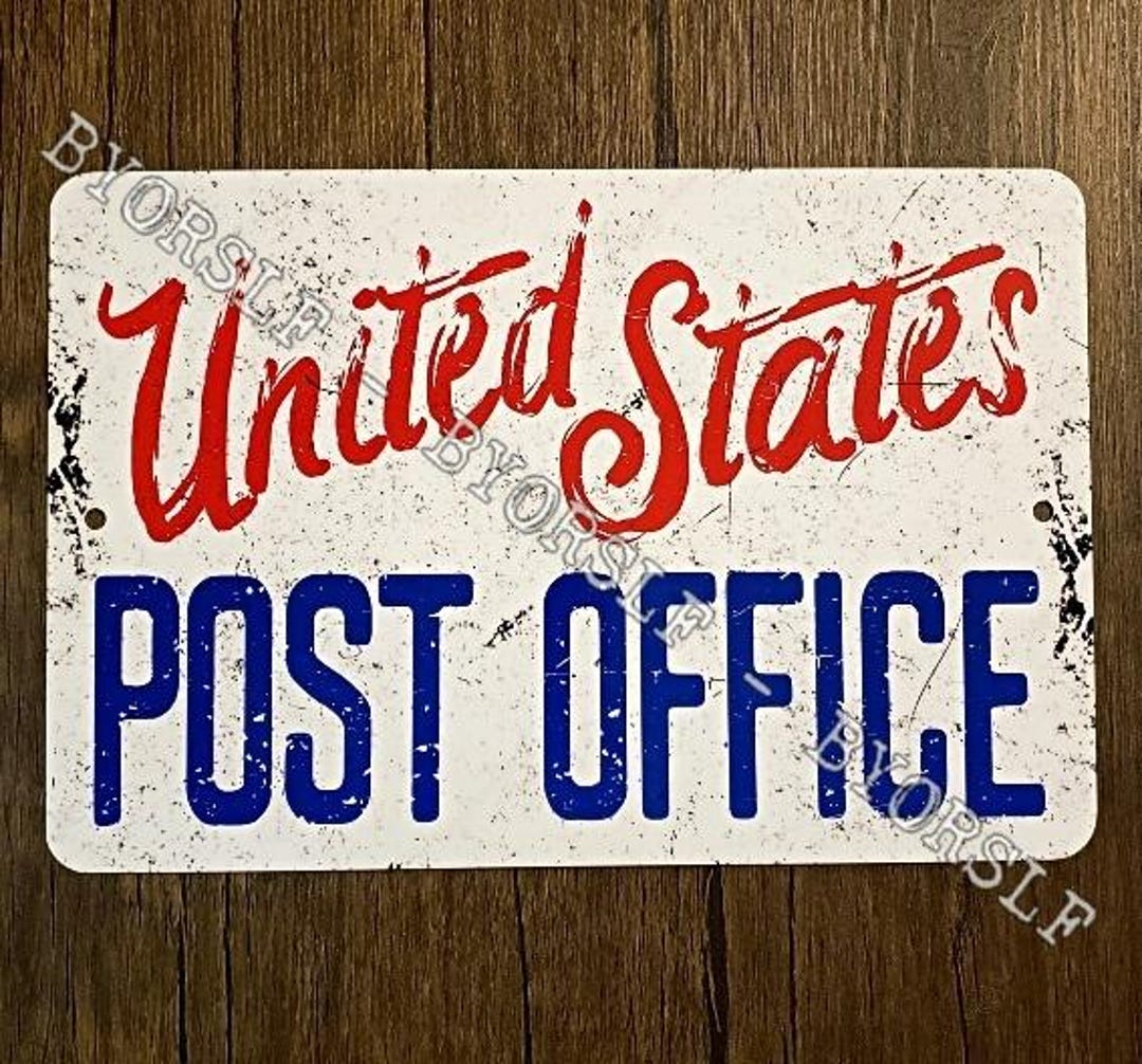 Metal Sign POST OFFICE United States USPS Postal Worker Mailman Mail ...