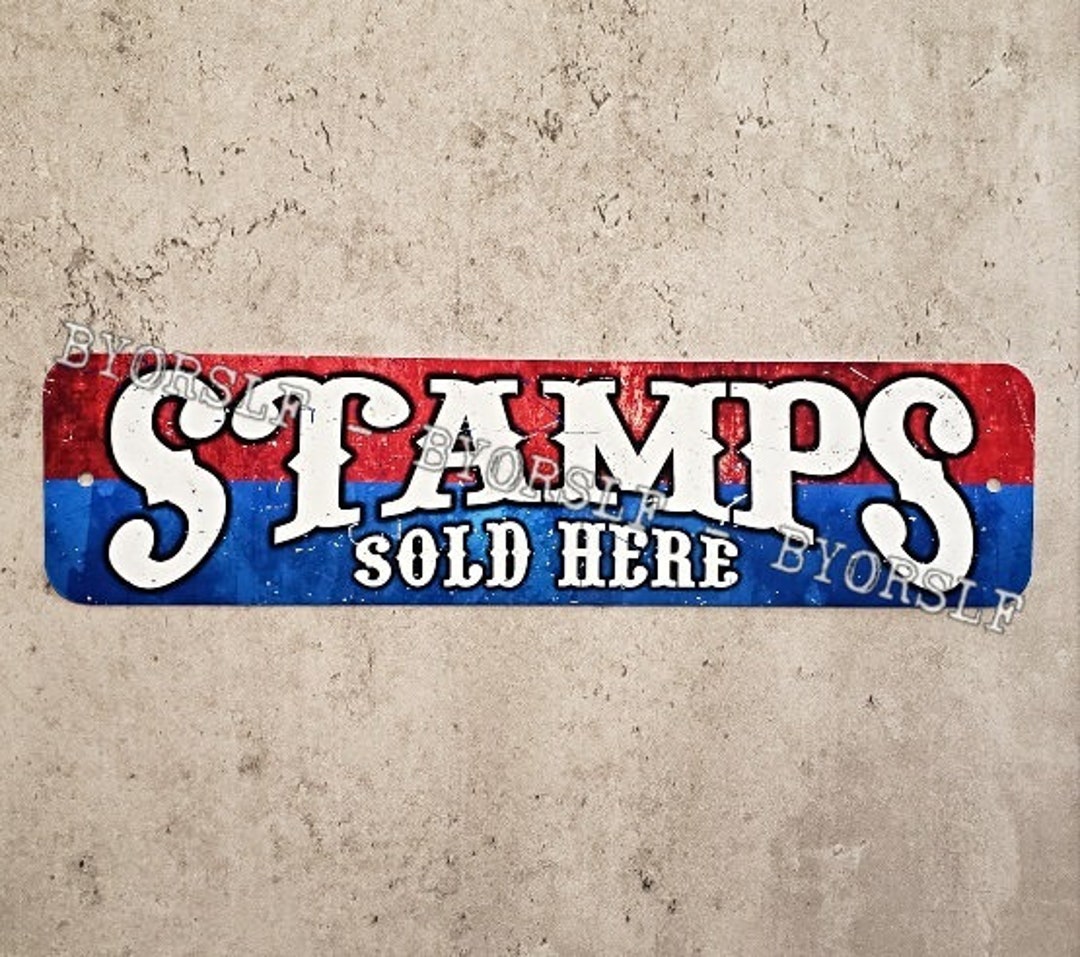 Metal Sign STAMPS Sold Here Postage United States USPS Postal Service ...