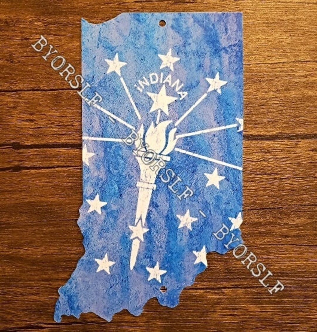Metal Sign INDIANA Shaped Flag Hoosier State Midwest - Etsy