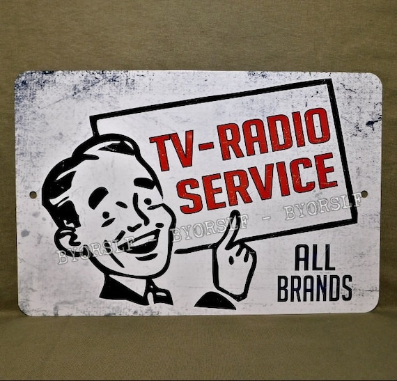 Metal Sign TV RADIO SERVICE Repair Shop Television Electronics | Etsy