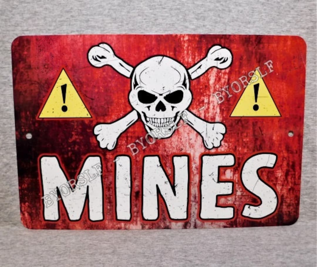 Metal Sign MINES Land Mine Field Military War Danger Warning Army ...