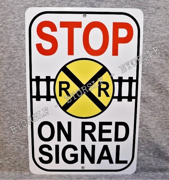 Metal Sign RAILROAD crossing stop on red signal railway train | Etsy