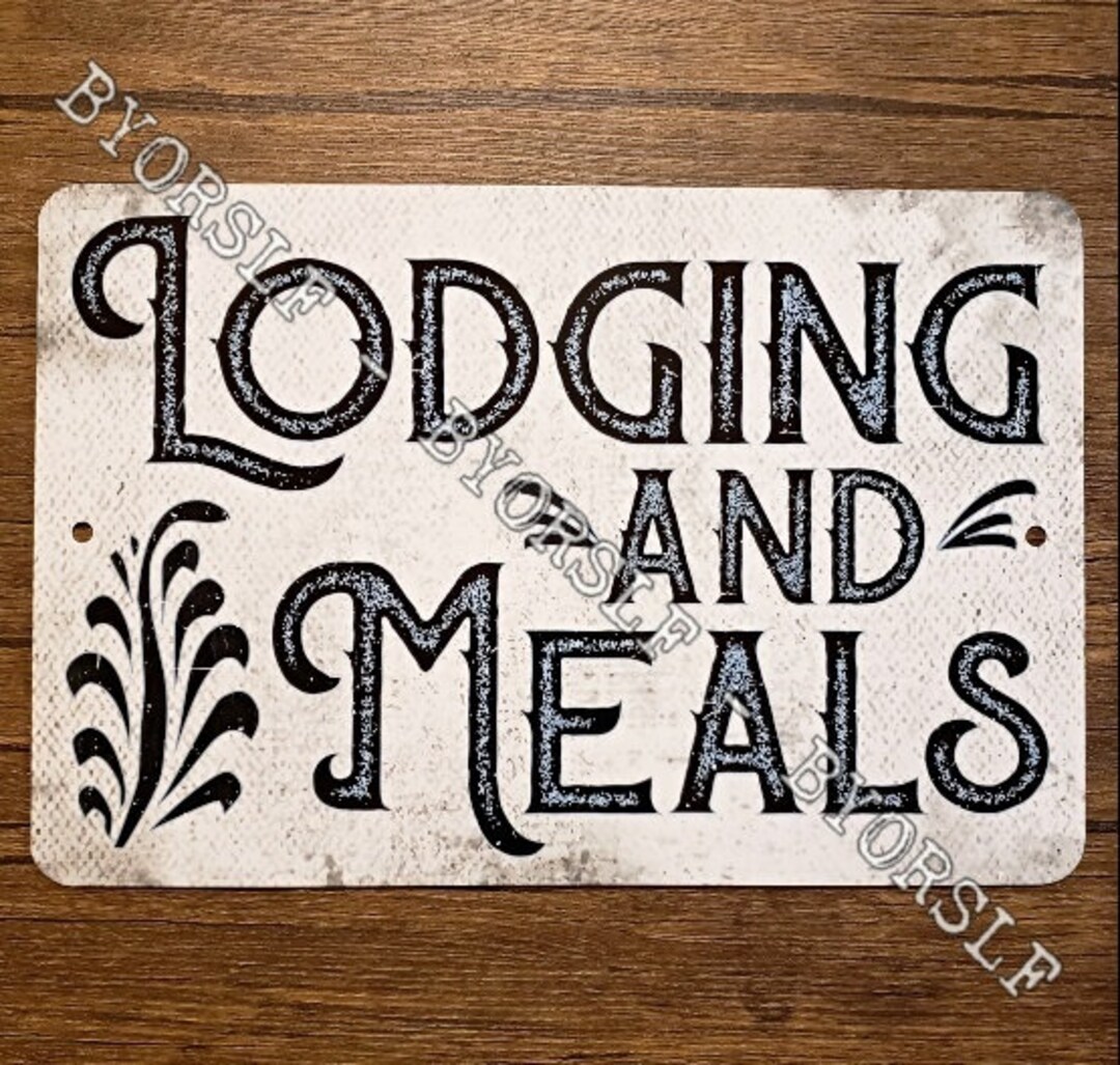 Metal Sign LODGING and MEALS Hotel Inn Bed Breakfast Lodge B & B Motel ...