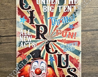 Metal Sign CIRCUS Tickets Booth Clown Act Animals Sideshow | Etsy