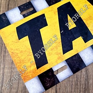 License Plate TAXI Cab Taxicab Driver Hackney Metal Sign Yellow City ...