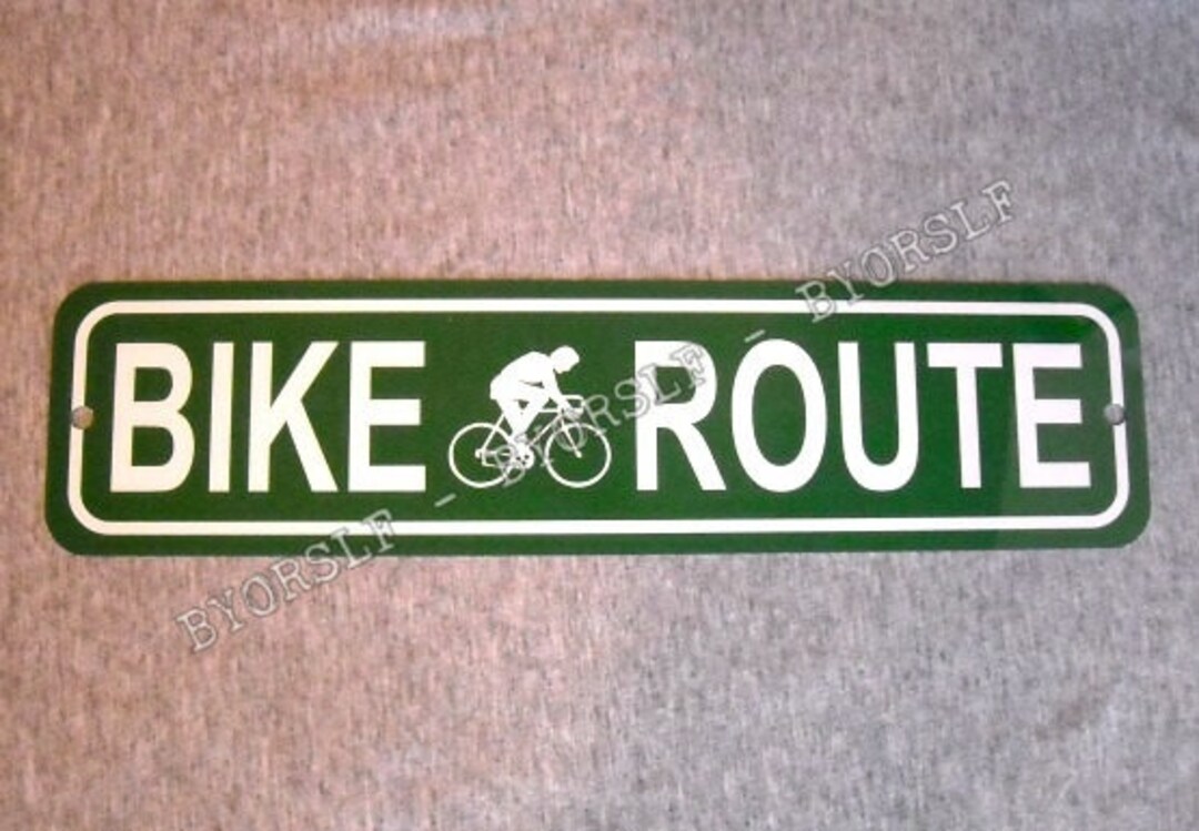 Metal Sign BIKE ROUTE Bicycle Bicyclist Cycling Street Road Biking Path ...