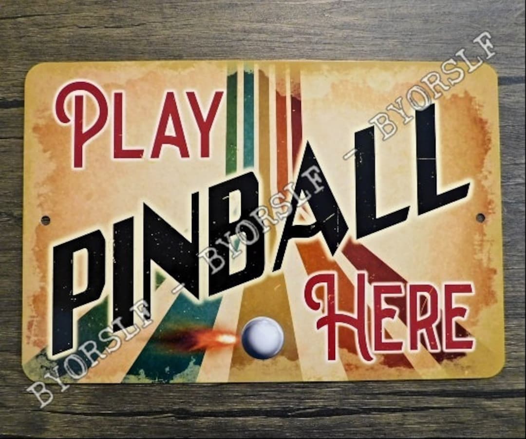 Metal Sign PINBALL Machine Game Room Arcade Table Vintage Retro Replica ...