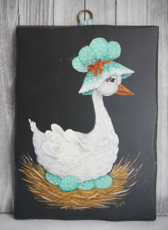 Vintage Mother Goose Primitive Folk Art Painting Tole | Etsy