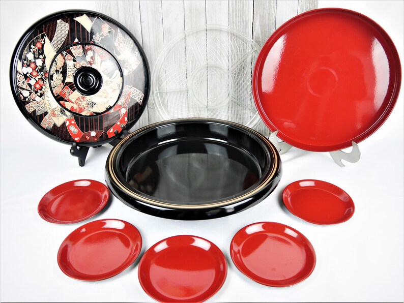 Home & Living Dining & Serving Kitchen & Dining Lazy Susan Vintage Lacquerware Nesting Serving ...