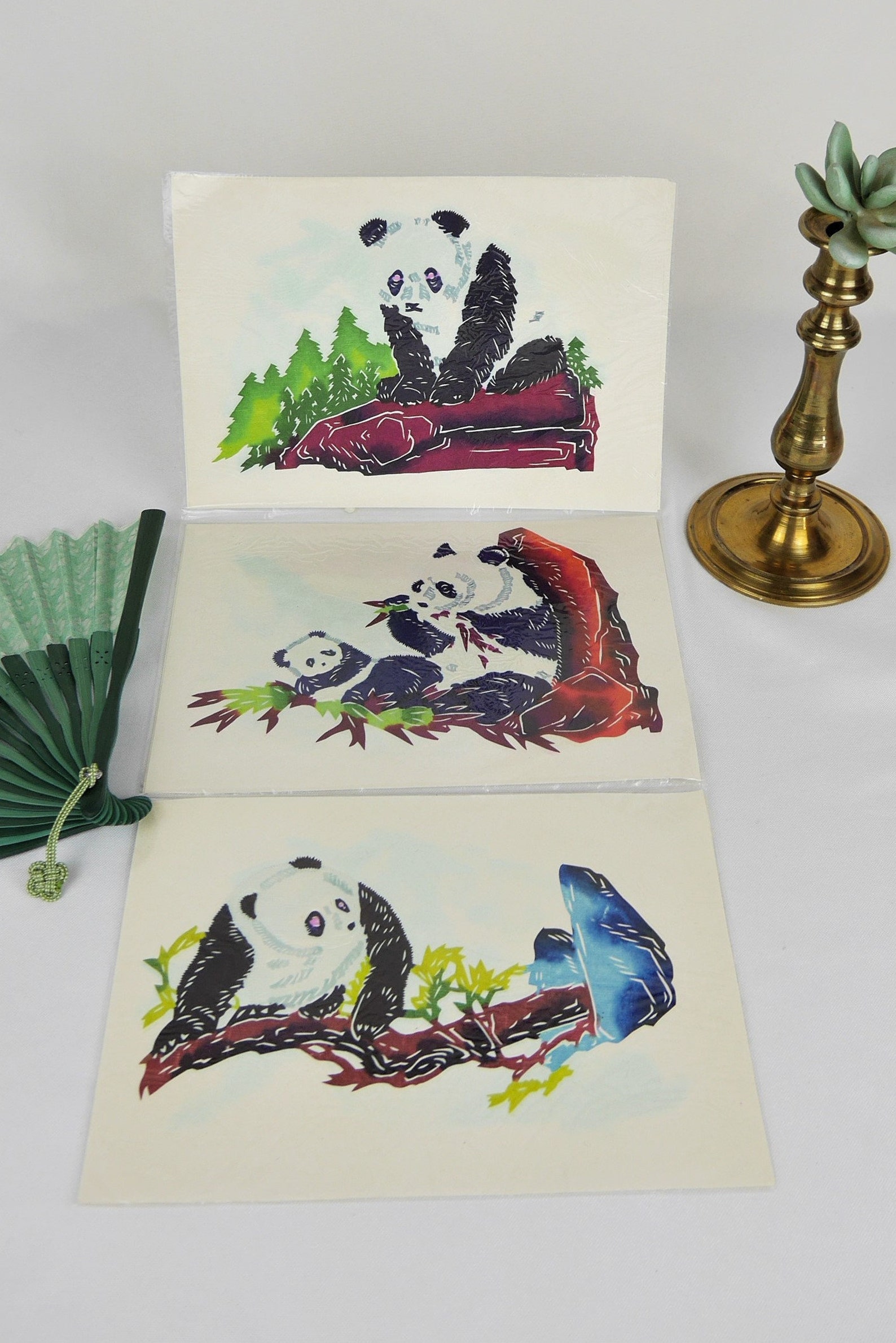 Chinese Cut Paper Panda Bear Art Hand Cut Colorful Watercolor - Etsy.de