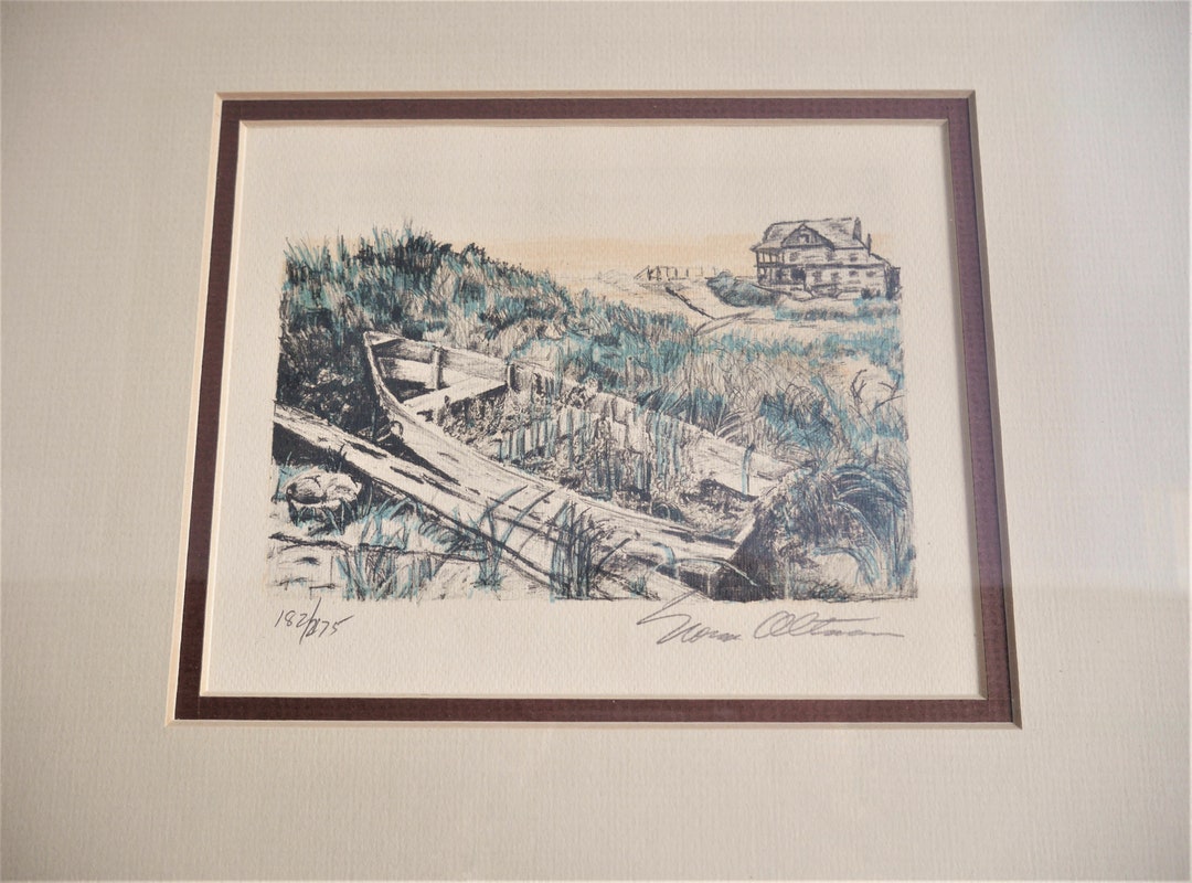 Vintage Coastal Art, Fishing Boat, Norm Altman Lithograph, Fishingcore ...