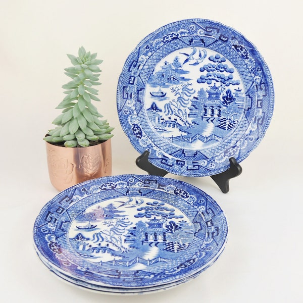 Antique Blue Willow Dinner Plates - Etsy