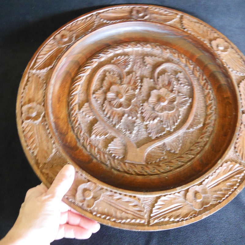 Wood Carved Plate - Etsy