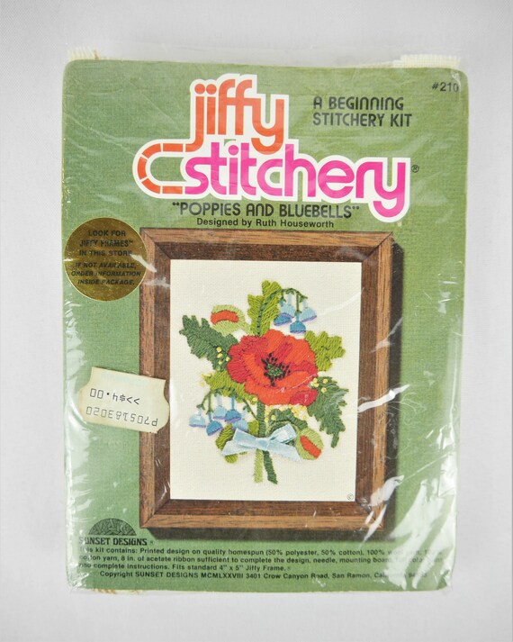 Vintage Jiffy Stitchery Crewel Embroidery Poppies and | Etsy
