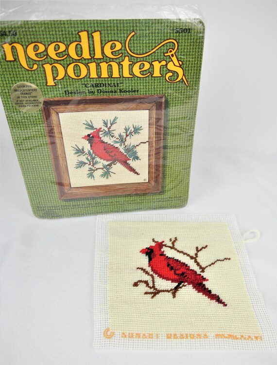 Vintage Cardinal Needlepoint Kit Partially Completed Sunset - Etsy