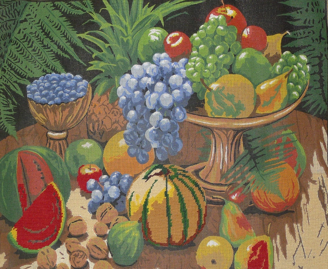 Nice RICHART Canvas. Partly Done, FRUIT CUT Fruits. 23.5 X 19.5 - Etsy