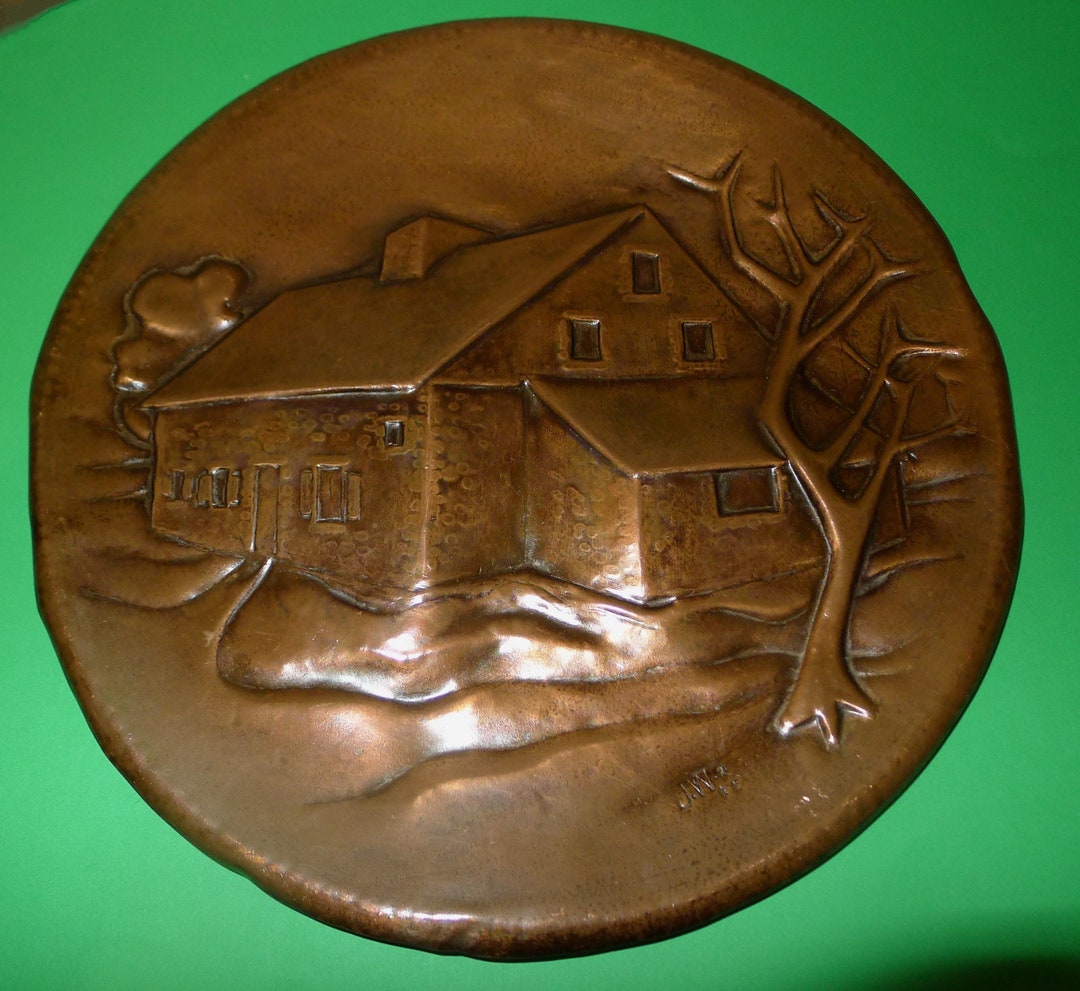 J.WART Rare Vintage Folk Art Canadian Rustic Farm House Embossed Wall ...