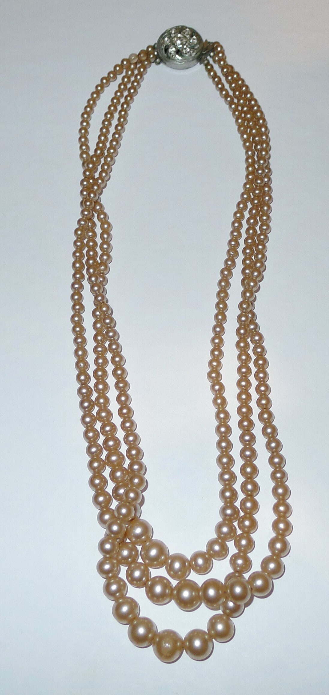 50s 3 Strand Pearl Necklace Old Triple Strand Pearls From the 50's - Etsy