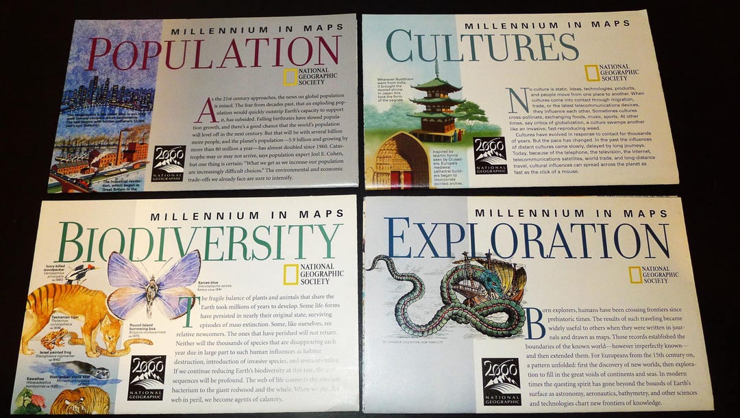National Geographic – Millennium in Maps Supplements (lot of 4) From ...