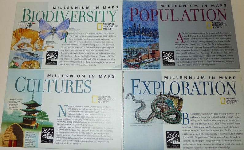 National Geographic – Millennium in Maps Supplements (lot of 4) From ...