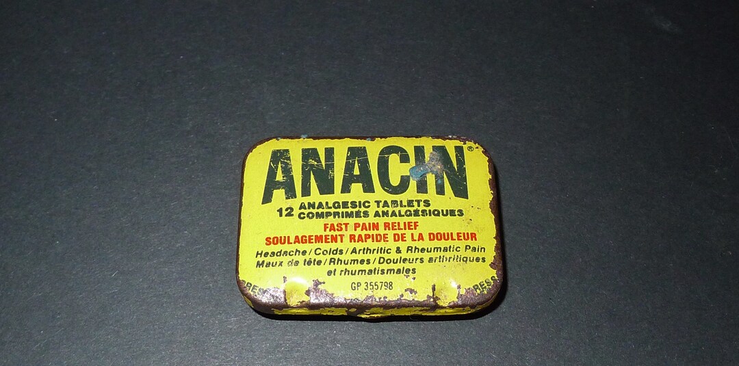 Vintage Tin of Anacin Pain Reliever 12 Analgesic Tablets - Worn Out - Etsy