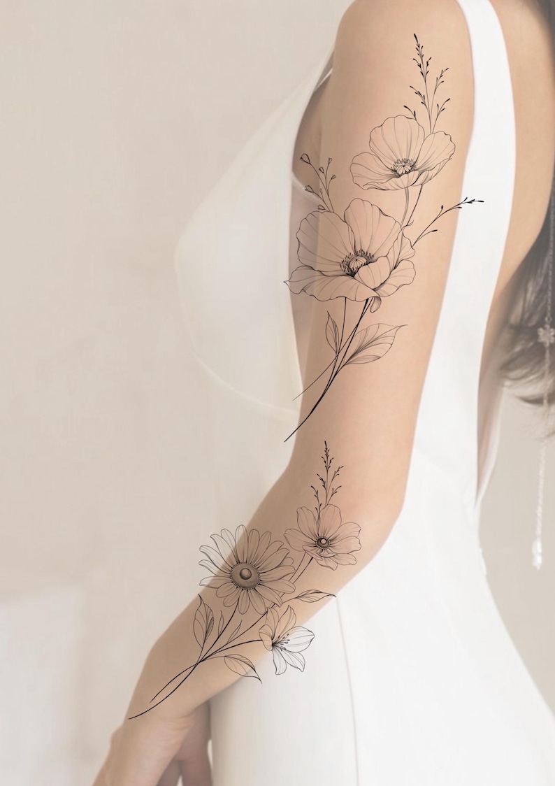 Floral Procreate Stamps: Fine Line Tattoo Brush Set (digital Download ...