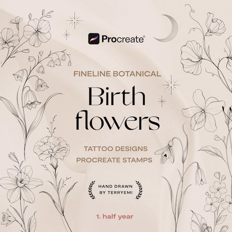 Birth Flowers Digital Set - Etsy