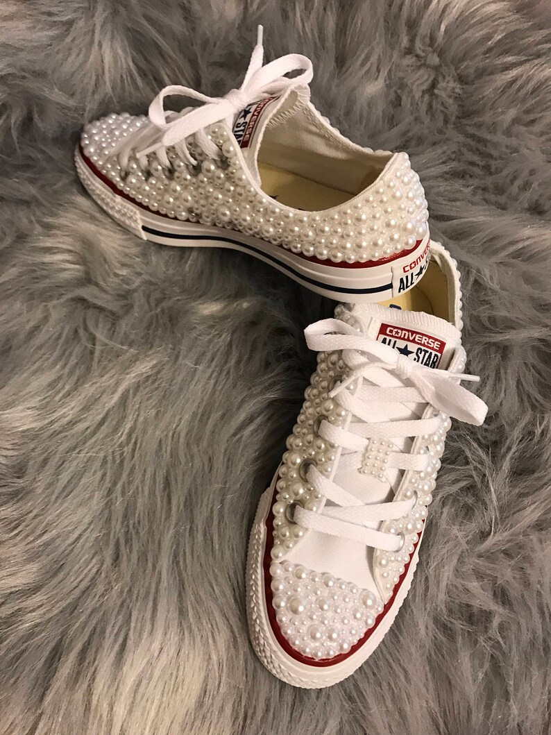 Pearl Wedding Converse Bridal Converse Bride Converse | Etsy
