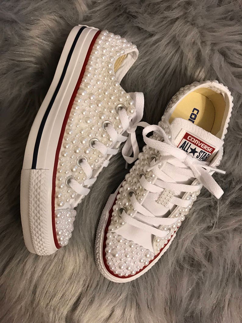 Pearl Wedding Converse Bridal Converse Bride Converse | Etsy