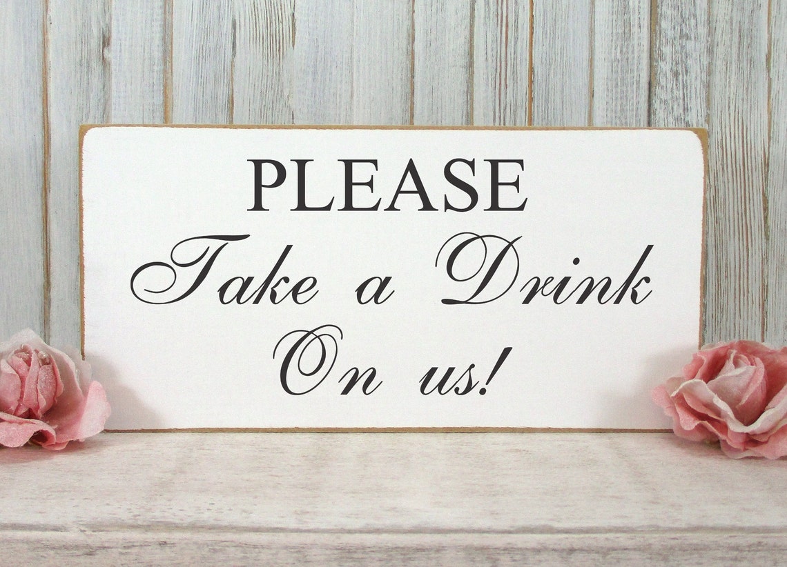 Alcohol Wedding Sign Free Standing Vintage Shabby & Chic White - Etsy