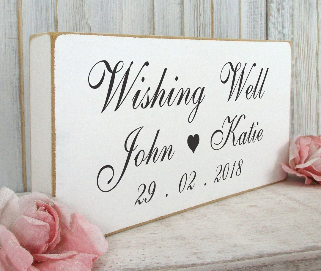 Personalised Wishing Well Wedding Sign Free Standing Vintage Shabby ...