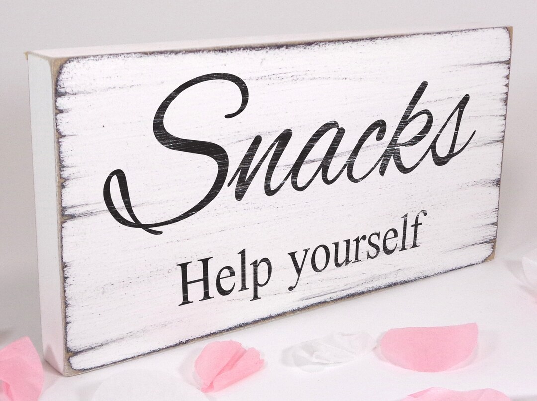 Snacks Wedding Sign Rustic Decor Signage Vintage Style Table Signs ...
